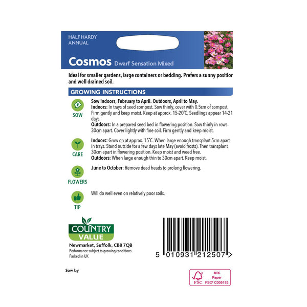 Cosmos Dwarf Sensation Mixed – lovetogrow